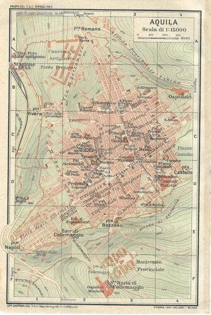 L'AQUILA MAPPA TOURING Club 1926 Cartina Carta geografica Old Map ...