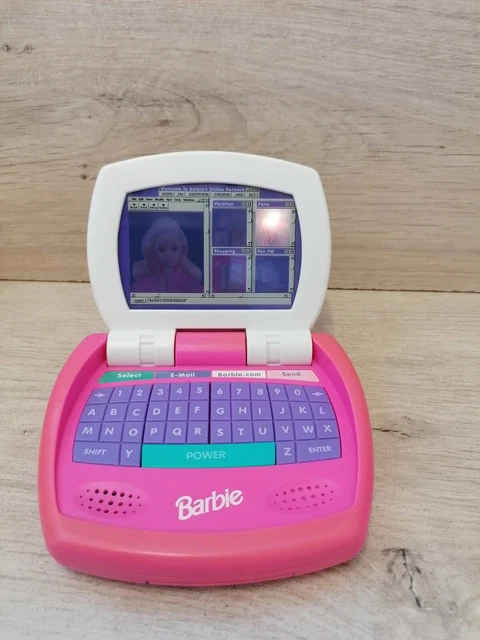BARBIE DOLL ELECTRONIC Talking Pretend Online Laptop 90's vintage £17. ...