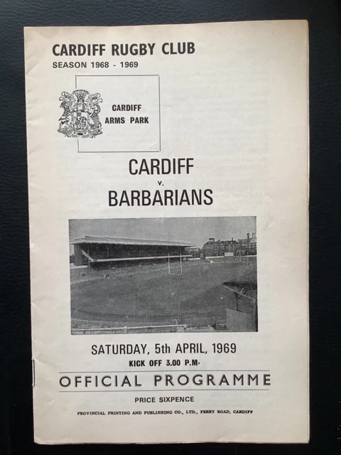 1969 CARDIFF V BARBARIANS programme £2.99 - PicClick UK