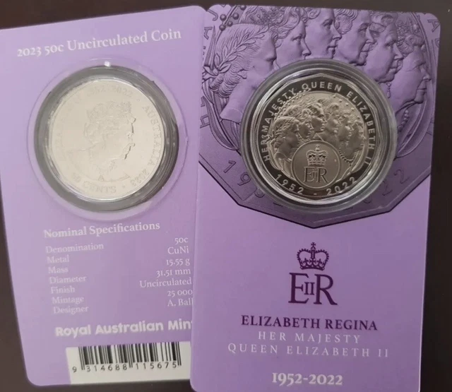 2023 50 CENT UNC Coin Elizabeth Regina HM Queen Elizabeth II $180.00 - PicClick AU