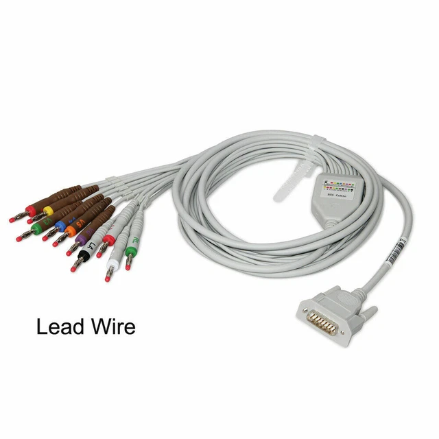 ECG/EKG LEAD WIRE 12 ead ECG cable EKG Cord banana plug For Contec ECG ...