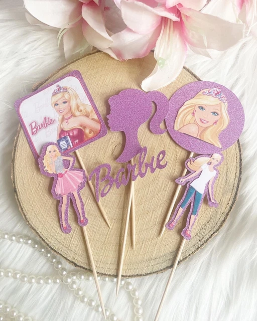 6 BARBIE CARD cupcake toppers Birthday party cake Toppers £2.99 ...