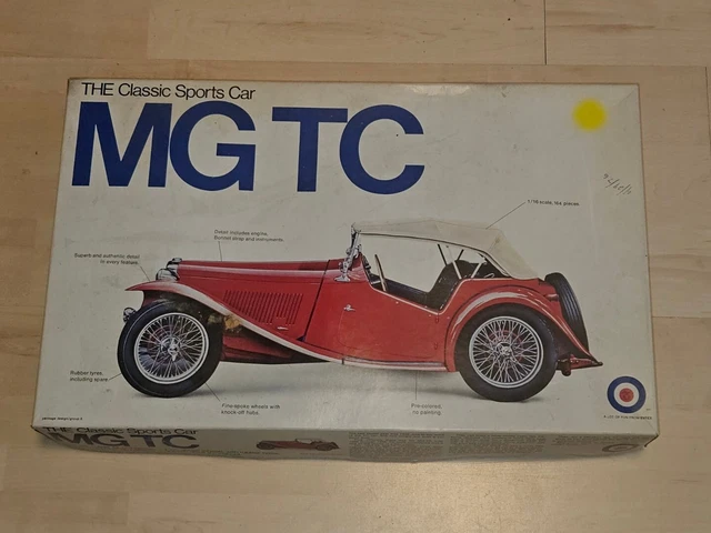 VINTAGE ENTEX 8223 The Classic Sports Car Mgtc 1/16 Scale Model Kit ...