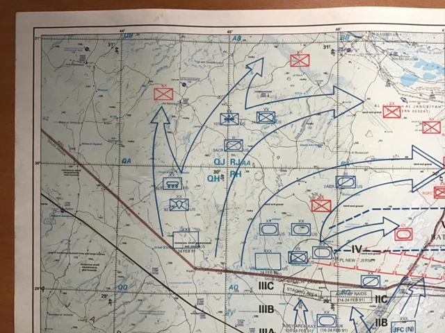 ORIGINAL 1991 BRITISH ARMY MAP: OP GRANBY/DESERT SABRE CAMPAIGN MAP ...