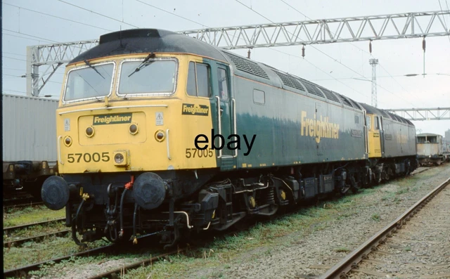 35MM RAILWAY SLIDE- Freightliner Class 57. 57005 @ Crewe Basford Hall £ ...