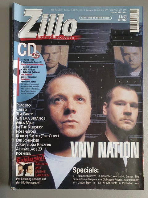 ZILLO 12 2001 Musik Magazin Zeitschrift + CD,VNV Nation,Placebo,Robert ...