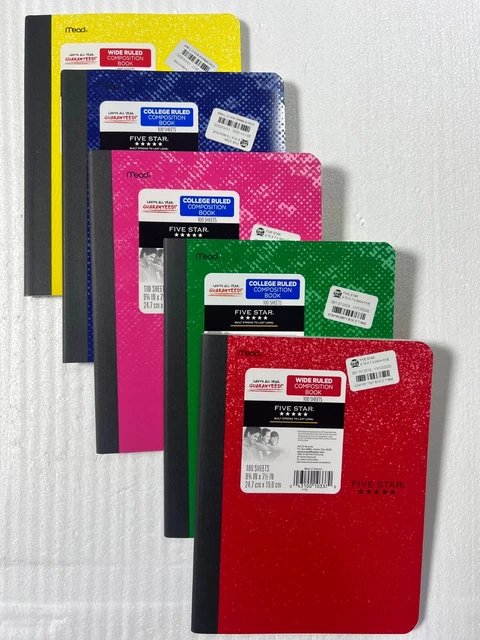 5 MEAD FIVE START Composition Notebook College RULED 100 Sheet 5 PCS ...