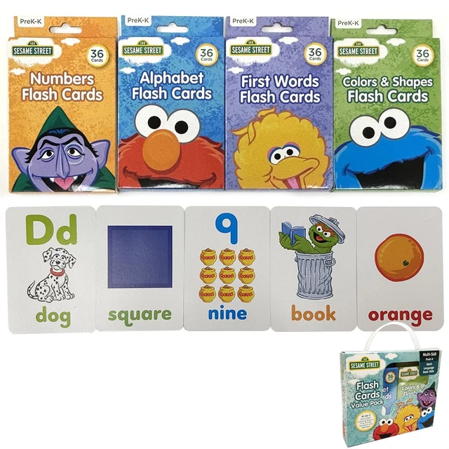 4 SESAME STREET Flash Cards Words Numbers Colors Shapes Alphabet Abc £9 ...