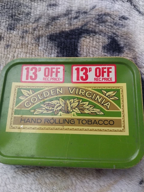 VINTAGE USED GOLDEN Virginia Hand Rolling Tobacco Tin Metal 2oz Green ...