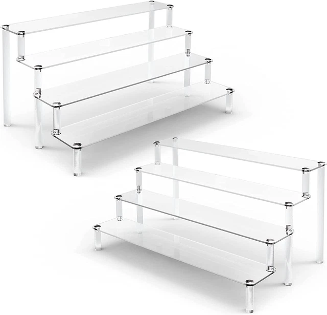 2 PACK 4 Tier Clear Acrylic Display Risers Stand Shelf, Acrylic Stands ...