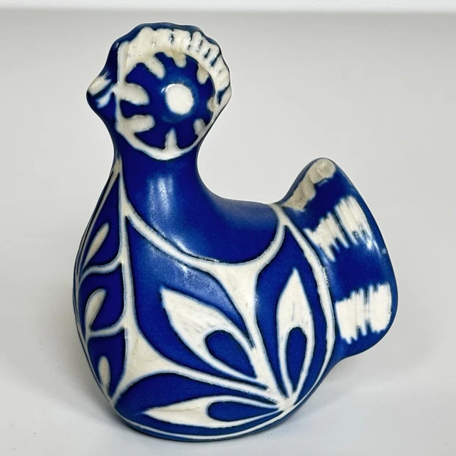 VINTAGE PABLO ZABAL Ceramic Blue and White Hen Chicken Pottery Figurine ...