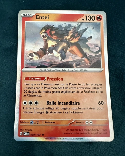 CARTE POKÉMON ENTEI 030/197 HOLO EV3 Flammes Obsidiennes NEUF FR EUR 1 ...