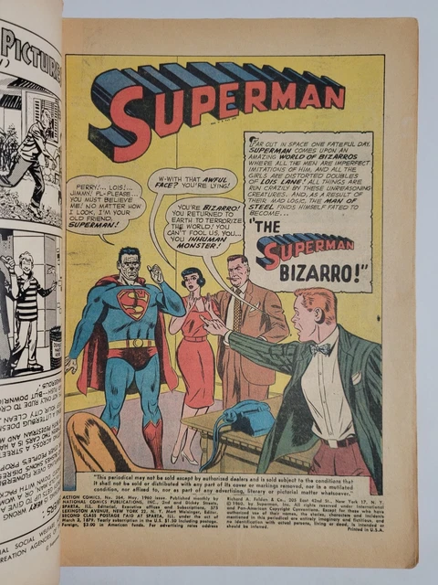 ACTION COMICS #264 (Fr/Gd) 1960 "Superman Diventa Un Bizarro!" Argento ...