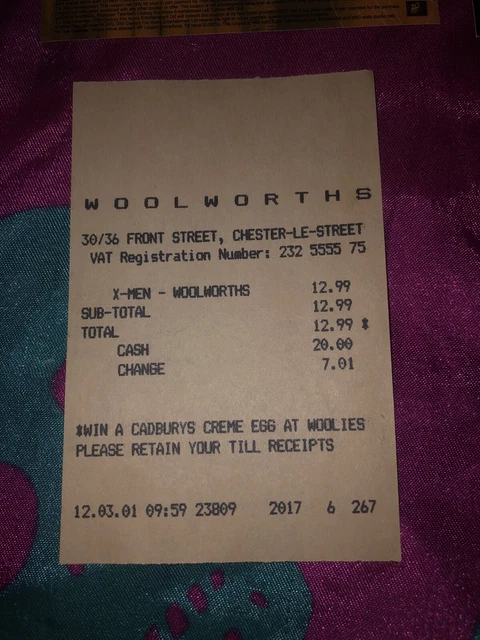 XMEN VHS VIDEO with woolworths purchase receipt and inserts 2001 EUR 1 ...