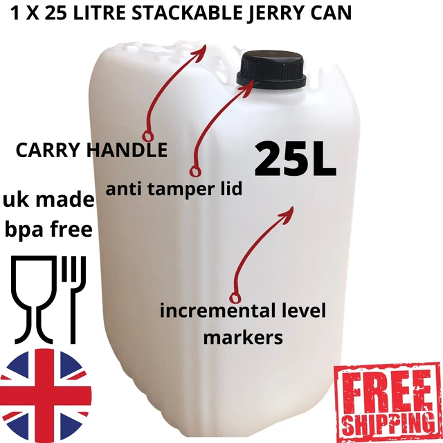 25 LITRE PLASTIC bottle jerry can water container carrier + vented ...
