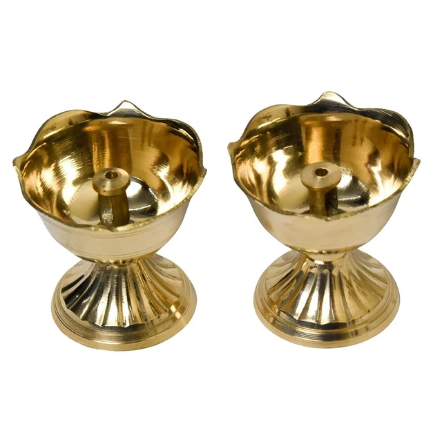 BRASS HANDMADE OIL Lamp Diya Deepak Rose Nanda Table Lamp Diya For Puja ...