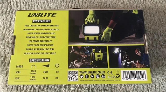 UNILITE SLR-3000 LUMENS Site Light- 25m Range Rechargeable- brand new ...