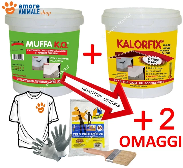 KIT ANTIMUFFA - MUFFA KO 1 Litro + KALORFIX 1 Litro + 2 OMAGGI ...