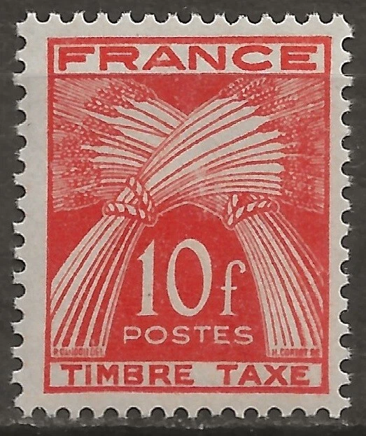 Taxe N° 86 10frs Rouge Orange Type Gerbes Eur 0 10 Picclick Fr
