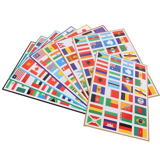 8 SHEETS COUNTRIES Flag Stickers Flags of The World National ...