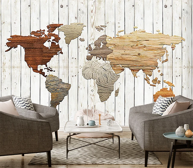 3D BOARD WORLD Map 42025NA Wallpaper Wall Murals Removable Wallpaper ...