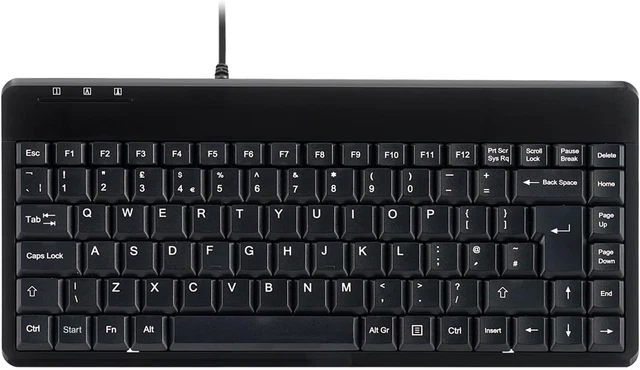 PERIXX PERIBOARD-409P COMPACT Wired Mini Keyboard UK Layout Black PS/2 ...