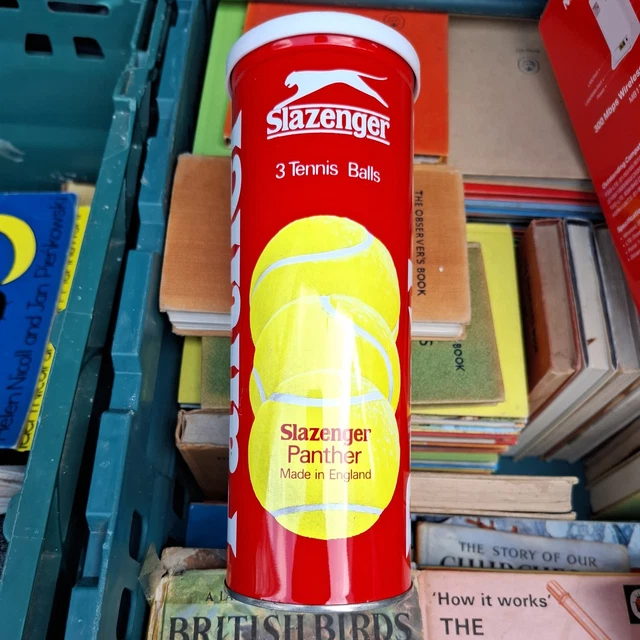 VINTAGE SLAZENGER PANTHER WHITE Tennis Balls Made In England Red Can ...