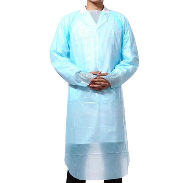 Medical Cpe Isolation Grown Plastic Apron Ppe Suit 40g 1pc Individual
