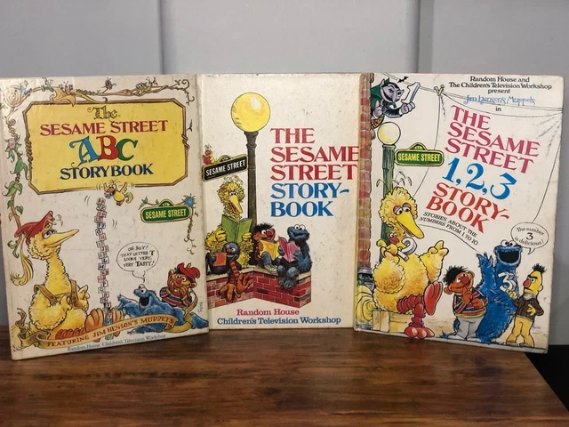 3 VINTAGE SESAME Street Hardcover Books ABC & 123 Story Books 1974 1971 ...