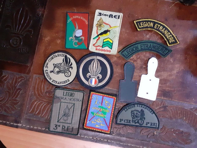 LÉGION ÉTRANGÈRE-3ºREI-CCH-CARBET -LOT ecussons sac, sac à dos/cuir pour insigne EUR 20,00 ...