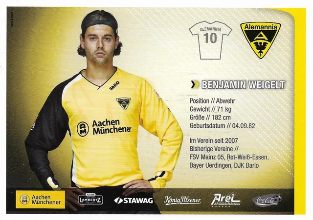 BENJAMIN WEIGELT. ALEMANNIA Aachen. 2007/08. Original signierte ...