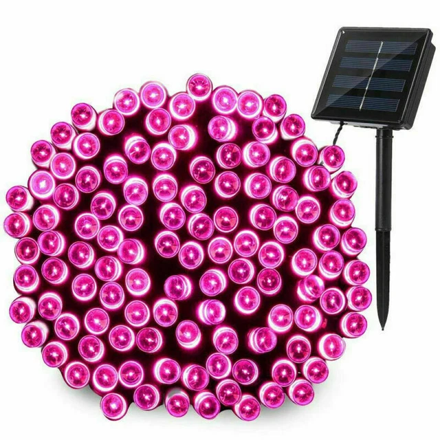 50 X PINK Solar String Fairy Led Light Garden Patio Tree Decking Border ...