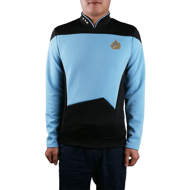 ST TNG CAPTAIN Spock Blue Uniform Starfleet Shirts Badge Set Costumes ...
