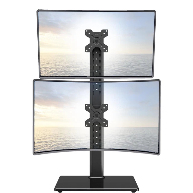 VERTICAL DUAL MONITOR Stand Stack Two Computer Screens Up To 32 Inches ...