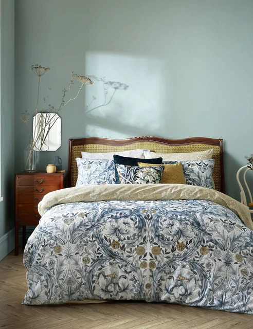 WILLIAM MORRIS AFRICAN Marigold Persian Blue M&S Home, Double, Duvet ...