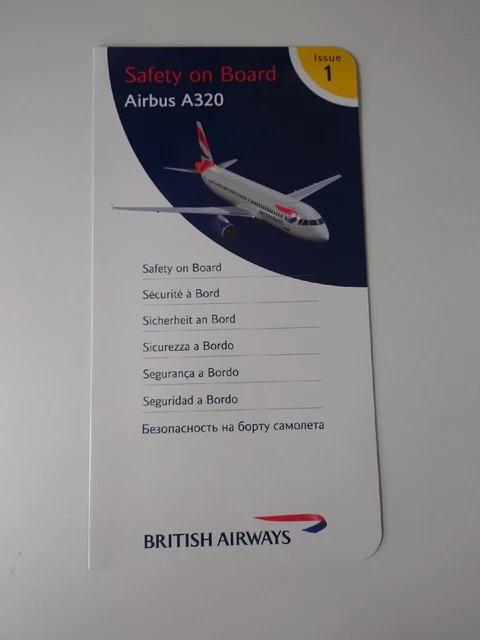 BRITISH AIRWAYS AIRBUS A320 Issue 1 Safety Card £4.00 - PicClick UK