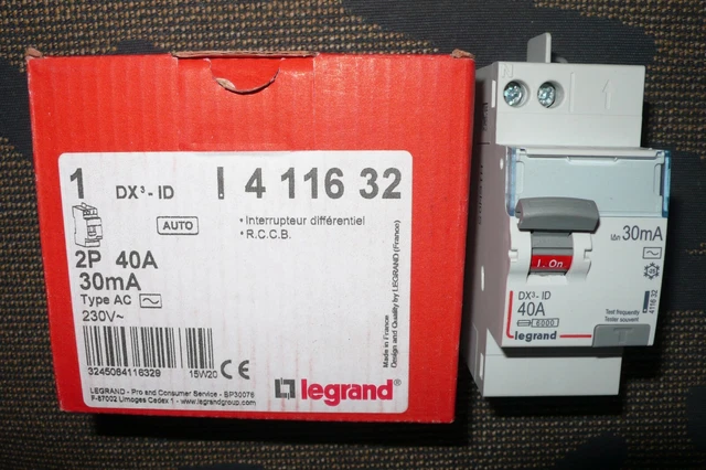 INTERRUPTEUR DIFFERENTIEL 40A 30mA TYPE AC: 40AMPERES LEGRAND 411632 Auto peigne EUR 35,00 ...