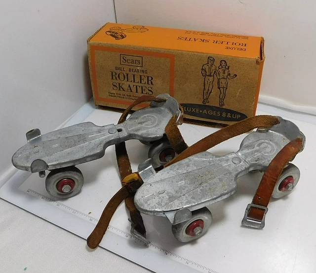 VINTAGE SEARS ROEBUCK Co Metal Roller Skates Ball Bearing £20.52 ...