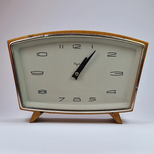 VINTAGE SOVIET MECHANICAL Desk Clock Mayak USSR Retro 1960s-70s Atomic ...