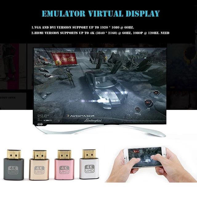 HEADLESS GHOST VIRTUAL Display HDMI 1.4 Emulator Adapter DDC EDID Dummy ...