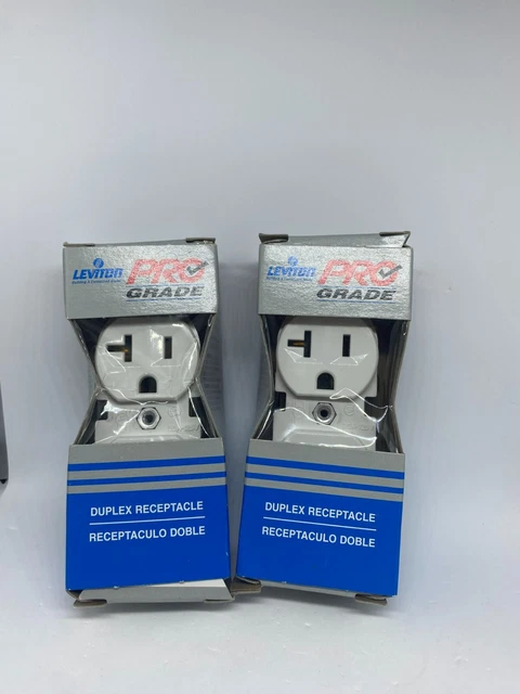 LOT OF 2 Leviton BR20-W 20A, 125V, Duplex Receptacle, Self Grounding ...