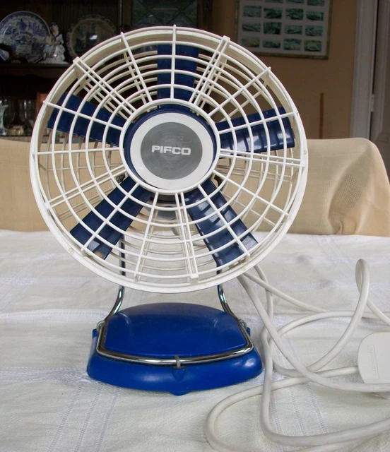 VINTAGE RETRO PIFCO Blue Electric Desk Fan Model 1073 Very Good ...