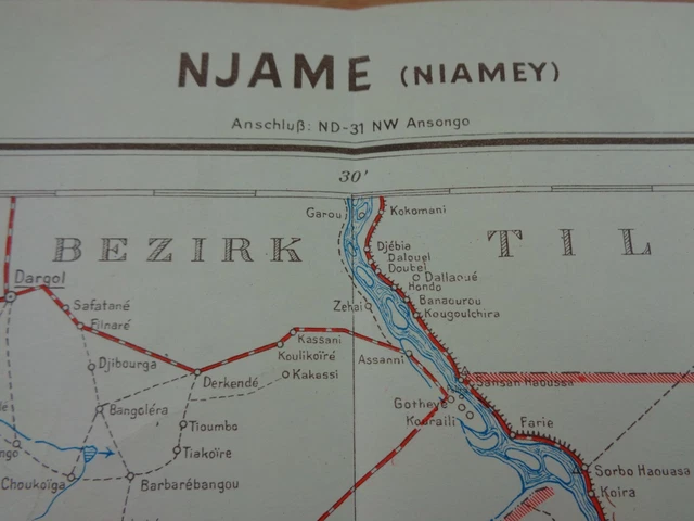 WW2 GERMAN MAP of WEST AFRICA entitled "NJAME" (NIAMEY, NIGER) £54.99 ...