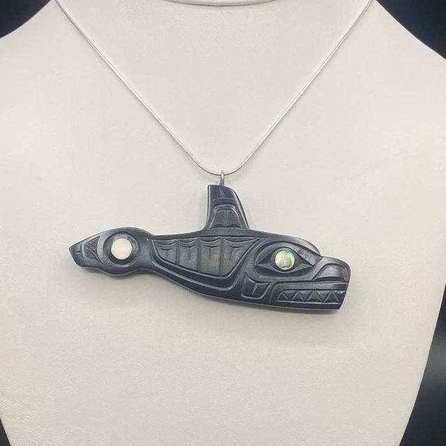 NORTHWEST COAST NATIVE Art (Haida) Argillite Killer Whale Pendant $109. ...