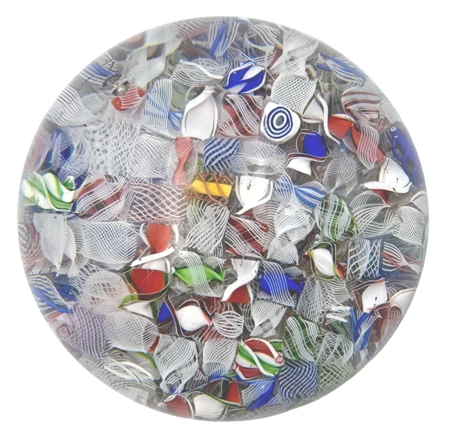 ANTIQUE BACCARAT SCRAMBLE Glass Paperweight Colourful Swirls Decorative ...