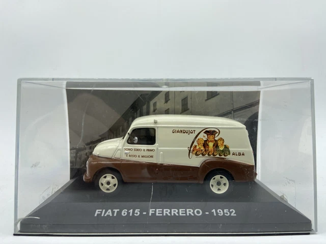 MODÈLE VAN FIAT 615 Ferrero 1952 Edicola - Échelle 1:43 Avec Vitrine Et ...