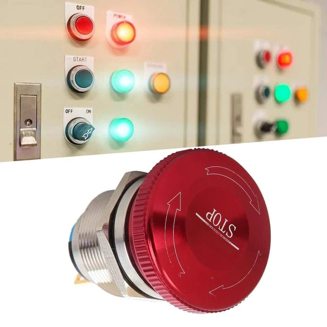 POWER SUPPLY EMERGENCY Stop Switch Push RED Stainless Steel 1NO 1NC ...