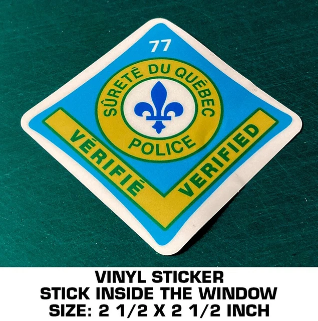 CAR INSPECTION 1977 Window Sticker Decal- Inspection Surete Du Quebec ...