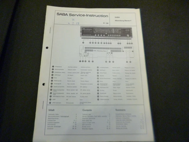 ORIGINAL SERVICE MANUAL Schaltplan SABA Lindau F EUR 5,00 - PicClick DE