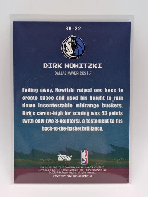 DIRK NOWINSKI 2025-26 NBA Topps Flagship 8 BIT BALLERS #8B-22 EUR 1,00 ...